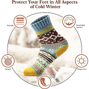 MORECOO Womens Winter Socks - Gift for Women - Thick Wool Socks Soft Warm Casual - Women Socks Gift Socks 5 Pairs