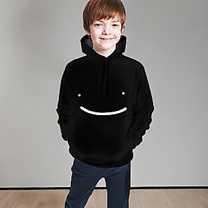 Dreamwastaken Dream Smile Boys Girls Hoodies Teen Pullover Hooded Clothes With Pocket Sweatshirt Medium Black