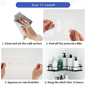 6 Pcs Shower Caddy Adhesive Replacement Shower Adhesive Hooks Waterproof Strong Adhesive Wall Hooks No Drilling Organizer for Bathroom Storage Shelves and Kitchen Racks