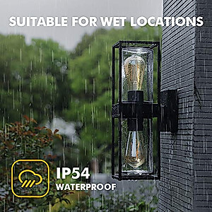 LUTEC Flair 5288804012 UP and Down Outdoor Wall Sconce, Modern Black Porch Light Fixtures, Exterior Light Fixtures Wall Mount Light with Clear Glass, Waterproof Wall Lantern for for Garage, Doorway