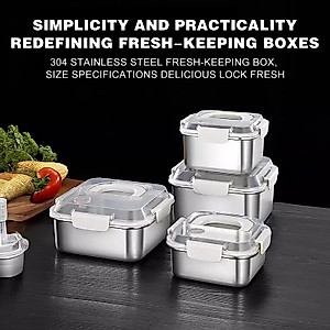 Stainless Steel Food Storage Containers with Handle Leak Proof & Airtight Lids For Kitchen,Meal Prep Lunch Box,Dishwasher Safe,Oven/Freezer/Microwave,Meal Prep Containers Reusable & Stackable (1700ML)
