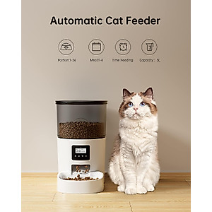 IMIPAW Automatic Cat Feeders, 3L Timed Cat Dry Food Dispenser, Dual Power Supply, Programmable Portion Size, 1-6 Meals Per Day, Auto Pet Feeder for Cats and Small Dogs