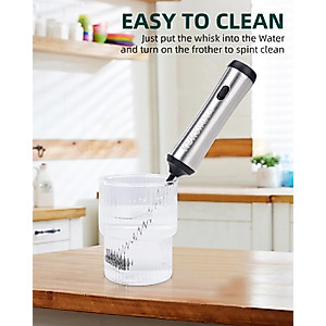 KURSINNA Powerful Rechargeable Milk Frother Handheld, USB-C Charge Foam Maker with 2 Stainless Steel Whisk & Stand, Powerful Mini Mixer Coffee Frother for Frappe, Latte, Matcha (13000RPM USB-C Charge)