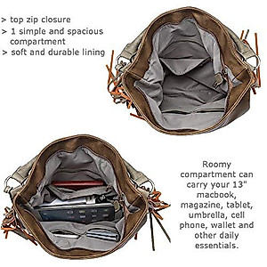 SHOMICO Womens Shoulder Bag Hobo Purse Crossbody Fringe Bags for Ladies Taupe Green Brown Large Big Oversize (Khaki)