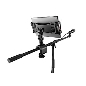 IK Multimedia iKlip 3 Tablet Holder for mic Stands, fits iPad and Android Tablets Between 7" to 12.9" with an Adjustable 360° Swivel and Soft-Touch fit