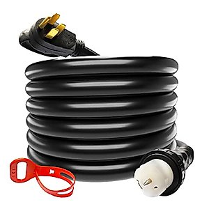 MULMART 50 Amp Generator Cord, 25FT, Generator Extension Cord STW 6/3 + 8/1, 125V/250V, Generator Power Cord, NEMA 14-50P to SS2-50R/CS6364, Twist Locking Connector, UL Listed