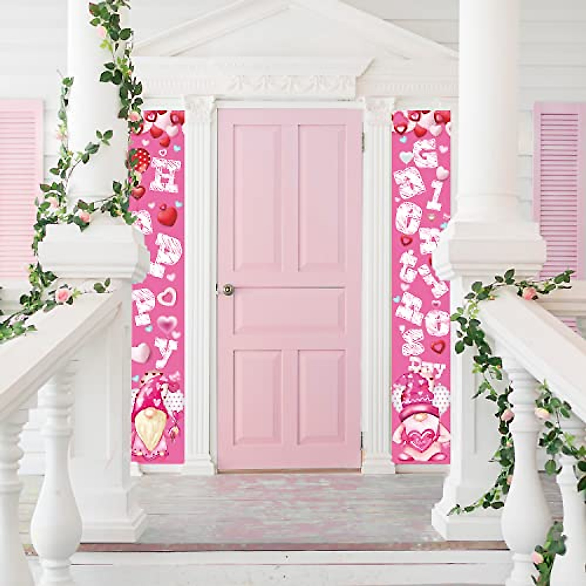 Fuyage Happy Galentine Day Porch Sign Banner for Galentine Birthday Party Yard Outdoor Home Decorations