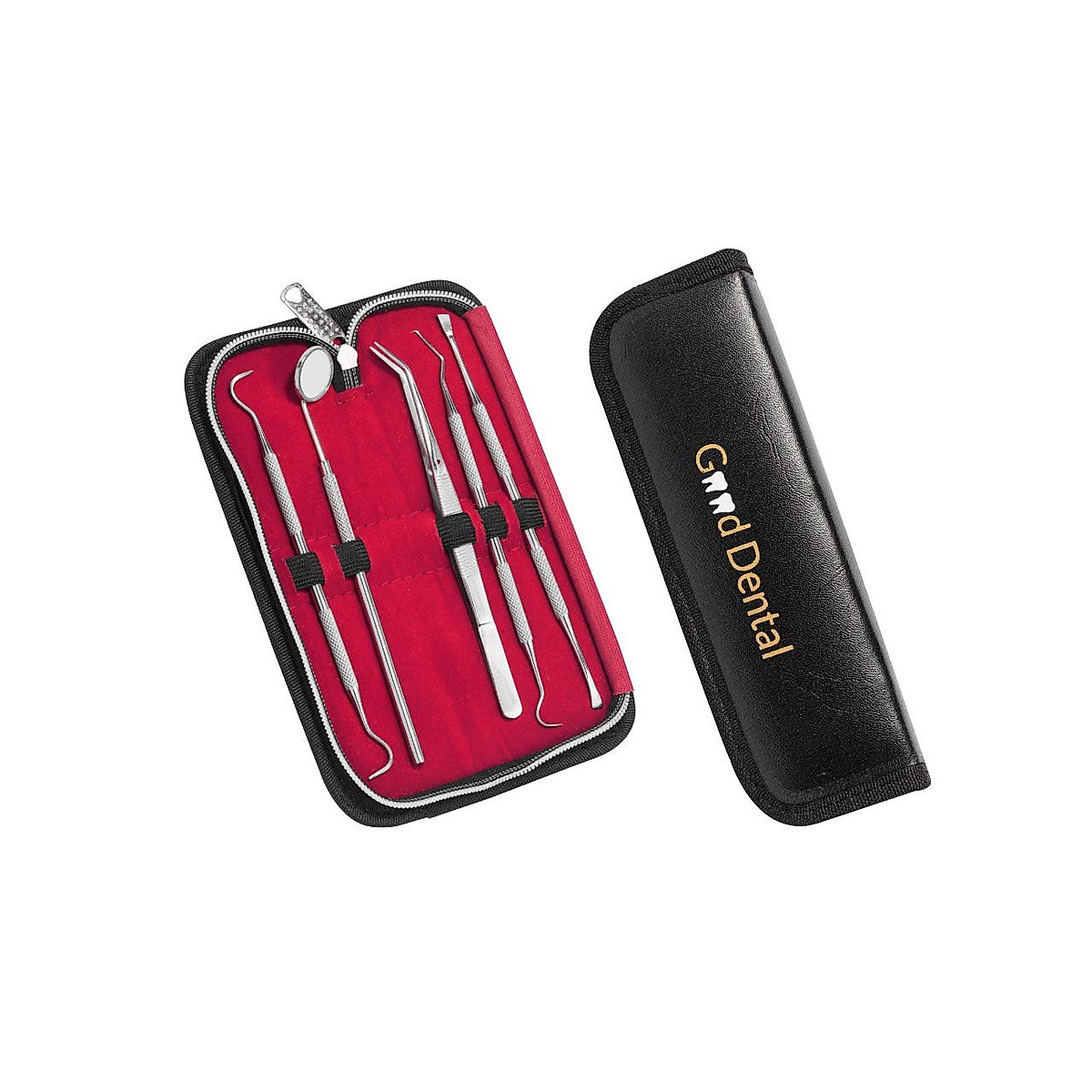 Good Dental Tools Pack, Teeth Cleaning Tools, Stainless Steel Dental Scraper, Tooth Pick Hygiene Set with Mouth Mirror, Tweezer Kit for Dentist, Family Oral Care