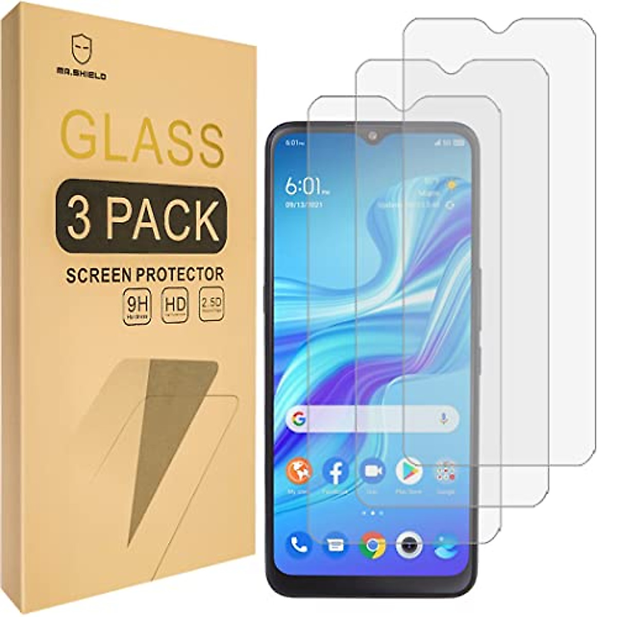 Mr.Shield [3-Pack] Designed For TCL 4X 5G / TCL 20A 5G / TCL 20 A 5G [Tempered Glass] Screen Protector [Japan Glass With 9H Hardness] with Lifetime Replacement
