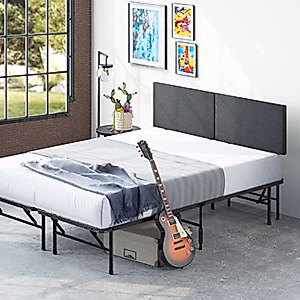 ZINUS SmartBase Mattress Foundation with Upholstered Headboard, 14 Inch Metal Platform Bed Frame, No Box Spring Needed, Sturdy Steel Frame, Adjustable Headboard Height, California King