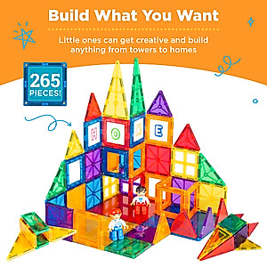 Best Choice Products 265-Piece Kids Colorful Magnetic Tiles Set 3D Construction Magnet Building Blocks Educational STEM Toy