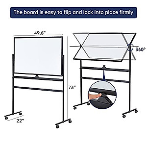 Large Dry-Erase Rolling Magnetic Whiteboard - 48 x 32 Inches White Board Height Adjust Double Sides Mobile Portable Easel on Wheels, Dry Erase Board with Stand for Office, Home & Classroom