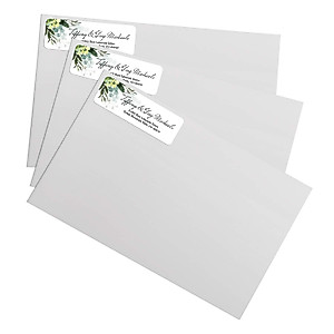 Floral Greenery Rolled Address Labels/Roll of 250 Personalized Address Labels/Designer Return Address Stickers in Elegant Plastic Dispenser
