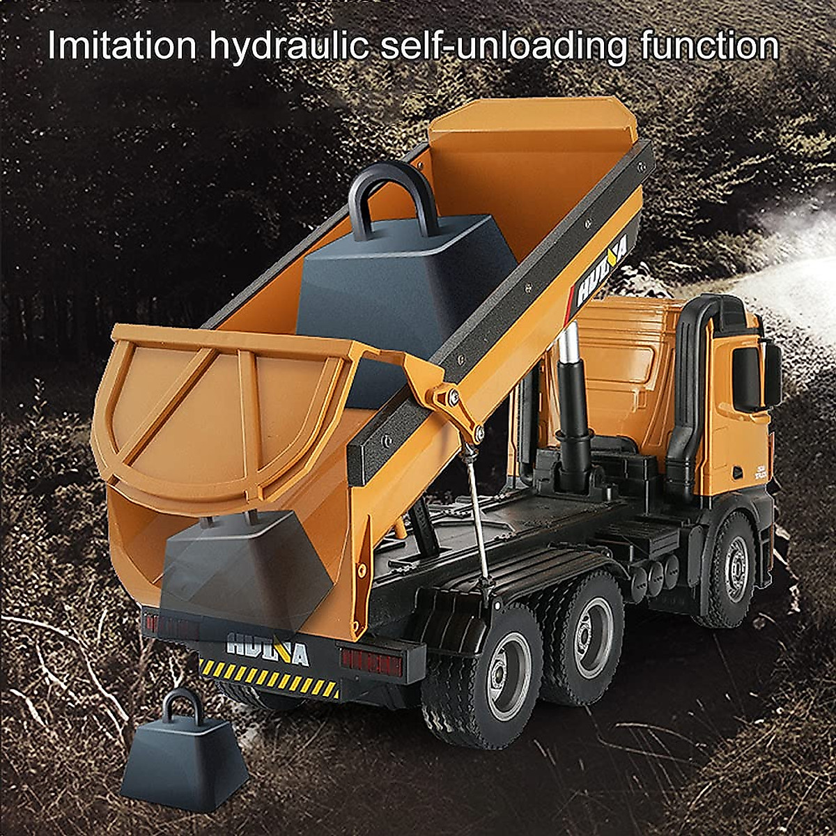 Fistone RC Dump Truck 1/14 Scale 10 Channel Alloy Die-cast 2.4G Remote Control Construction Vehicles Toys with Lights for Kids and Adults