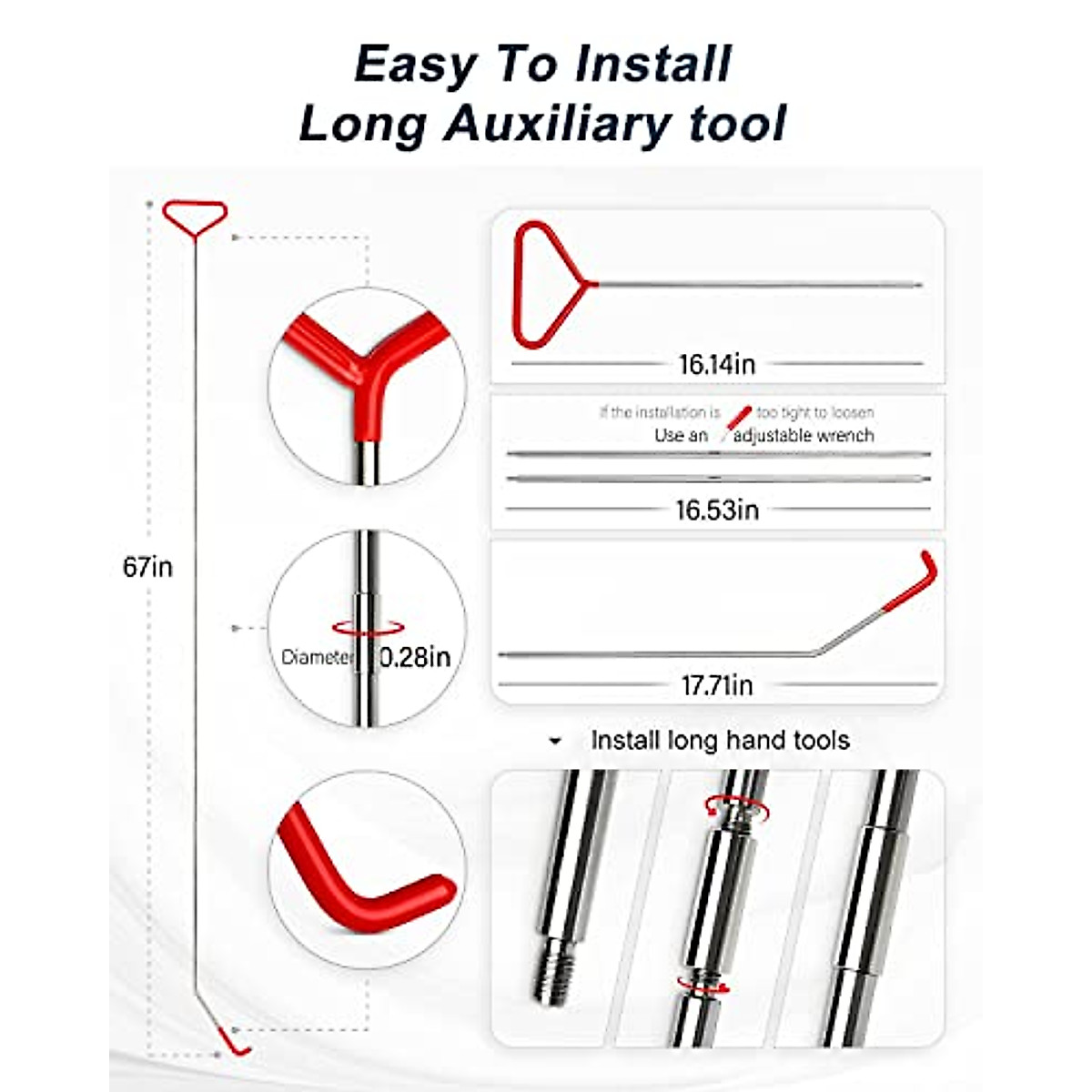 LAYUNI Car Tool Kit de emergencia para automóvil de 18 piezas con cuña para Ventana de automóvil, cuña de aire agarrador de Largo alcance, herramienta de extracción de recorte automático