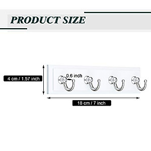 4 Pieces Key Rail 4-Hook Key Organizer Hook Rail Self-Adhesive Key Rack for Hanging Keys Towels (White)