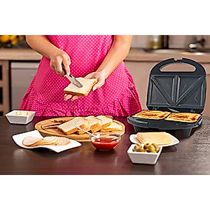 Elite Gourmet ESM2207# Sandwich Panini Maker Grilled Cheese Machine Tuna Melt Omelets, Non-stick Surface, 2 Slice, Black