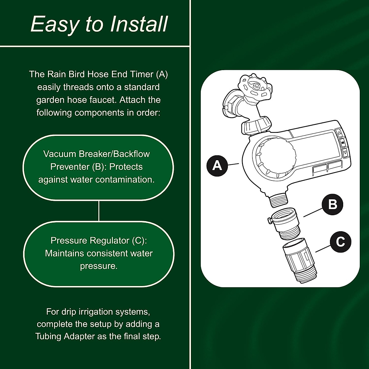 Rain Bird 1ZEHTMR Professional Grade Electronic Digital Hose End Timer/Controller, One Zone/Station, Battery Operated