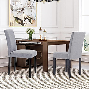 Dining Chairs Set of 6, Luxury Upholstered Fabric Kitchen Chairs Side Chair with Padded Seat Back and Solid Wood Legs for Living Room, Bedroom, Dining Room, Grey