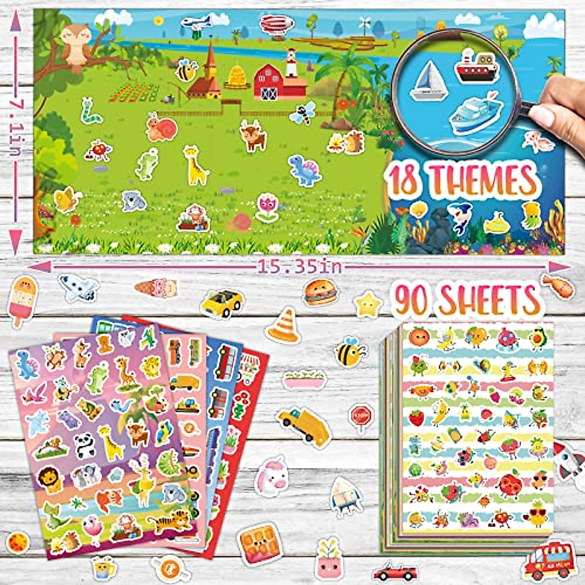 3000+PCS Kids Stickers for Water Bottles, 18 Themes with Cars Food Trucks Plant, Animal Stickers for Toddlers Students Teachers Adults Parent, Cute Stickers for Journaling Gift Laptop Phone