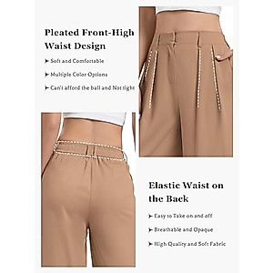 NIeyook High Elastic Waisted Wide Leg Pants for Women Casual Flowy Long Relaxed Fit Palazzo Pants with Pockets Hot Pink