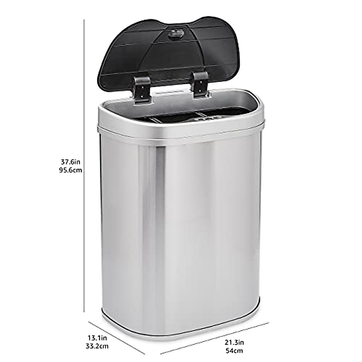 Amazon Basics Automatic Hands-Free Stainless Steel D-Shaped Trash Can, 70 Liter, 3 Bins