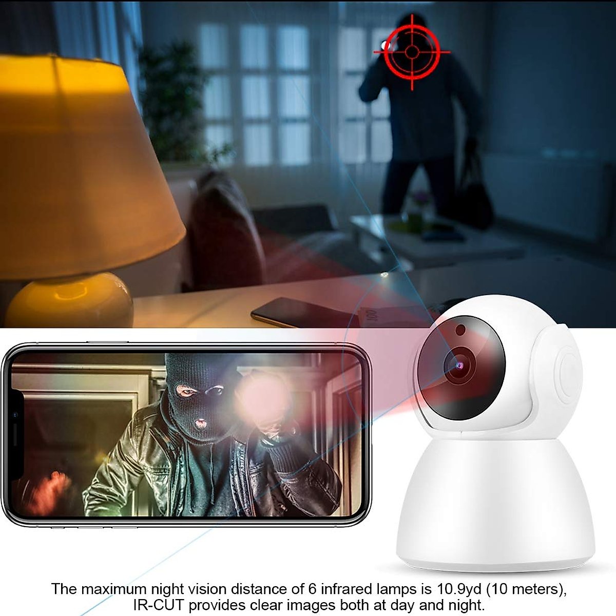 Tosuny WiFi IP Babycam 1080P Video Baby Monitor Wireless 2-Way Intercom Baby Care Monitor Indoor PTZ Home Security Camera, Support PIR Motion Detection/Loop Recording (US)