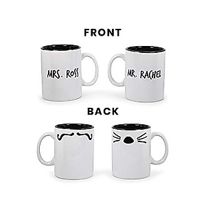 Ukonic Friends Mr. Rachel Whiskers and Mrs. Ross Moustache Double-Sided Mugs | Set of 2