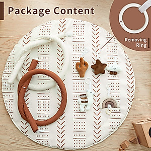 Razee Baby Gym Mat Infant Activity Gym Mudcloth Baby Activity Center with Play Mat with 5 Toys for Babies as Shower Use