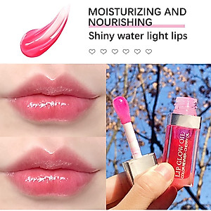 Charm Kiss Hydrating Lip Oil Plumping Lip Tint Moisturizing Gloss Lip Care Glass Transparent Toot Lip Oil Tinted, Fresh Texture, Long Lasting Nourishing Lip Glow