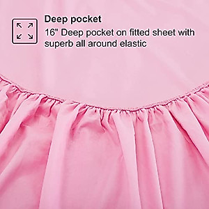 Best Season 400 Thread Count Cotton Queen Size Sheet Set (Pink Color) 4 Piece - 100% Long Staple Cotton Sheets Set, Soft Cotton Bed Sheets Sets with Deep Pocket fit Upto 16 inch