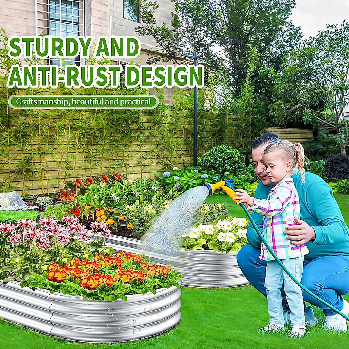 2 Pcs Galvanized Raised Garden Beds- 4×2×0.9ft,Clearance Metal Raised Planter Boxes, Stainless Steel Planter Raised Beds Outdoor Raised for Vegetables Flowers Fruits, Raised Garden Beds-Silver