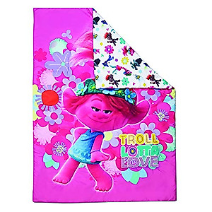 DreamWorks Trolls World Tour Lotta Love 4Piece Toddler Bedding Set, Pink