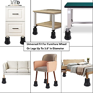 DEDU Bed Risers 6 Inch Heavy Duty 6 Pack, Furniture Risers with Caster Pads Supports Up to 6600 Lbs, Round Couch Risers for Sofas, Desk (Black)