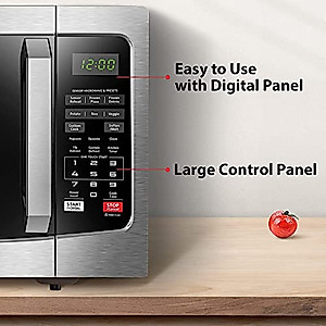 TOSHIBA EM131A5C-SS Countertop Microwave Oven, 1.2 Cu Ft with 12.4" Turntable, Smart Humidity Sensor with 12 Auto Menus, Mute Function & ECO Mode, Easy Clean Interior, Stainless Steel & 1100W