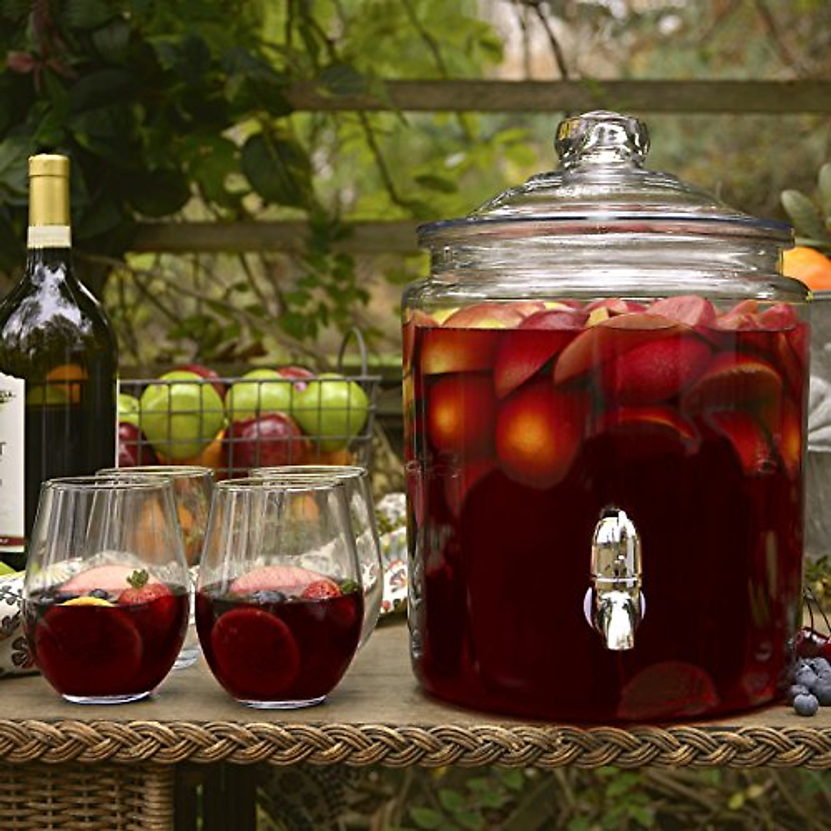 Anchor Hocking 2 Gallon Heritage Hill Beverage Dispenser with Lid (2 piece, all glass, dishwasher safe)