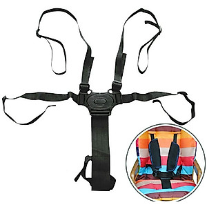 Kakalote 5 Point Child Safety Strap, Pushchair Strap, Buggy Pushchair Adjustable Seat Belt Harness Baby, Universal Baby Safe Belt Holder for Kids Stroller Pram (Black)