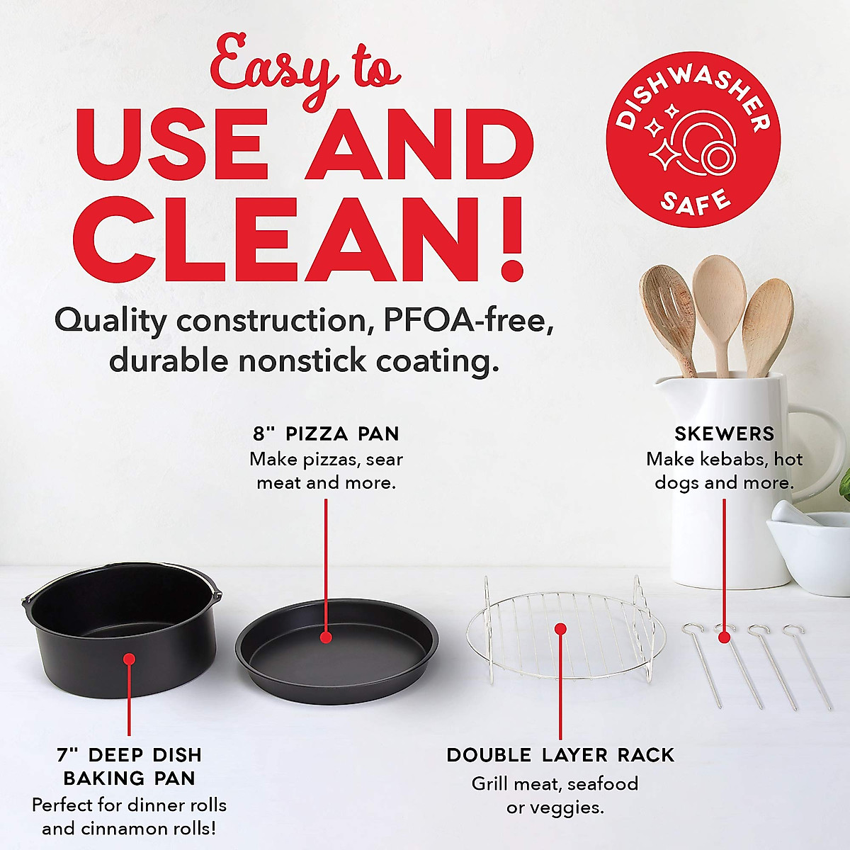 Dash DFAF455GBAQ01 Deluxe Electric Air Fryer + Oven Cooker, 6 Quart, 6 qt, Aqua & DFAF450UP1 Air Fryer, Deluxe, Accessory Bundle