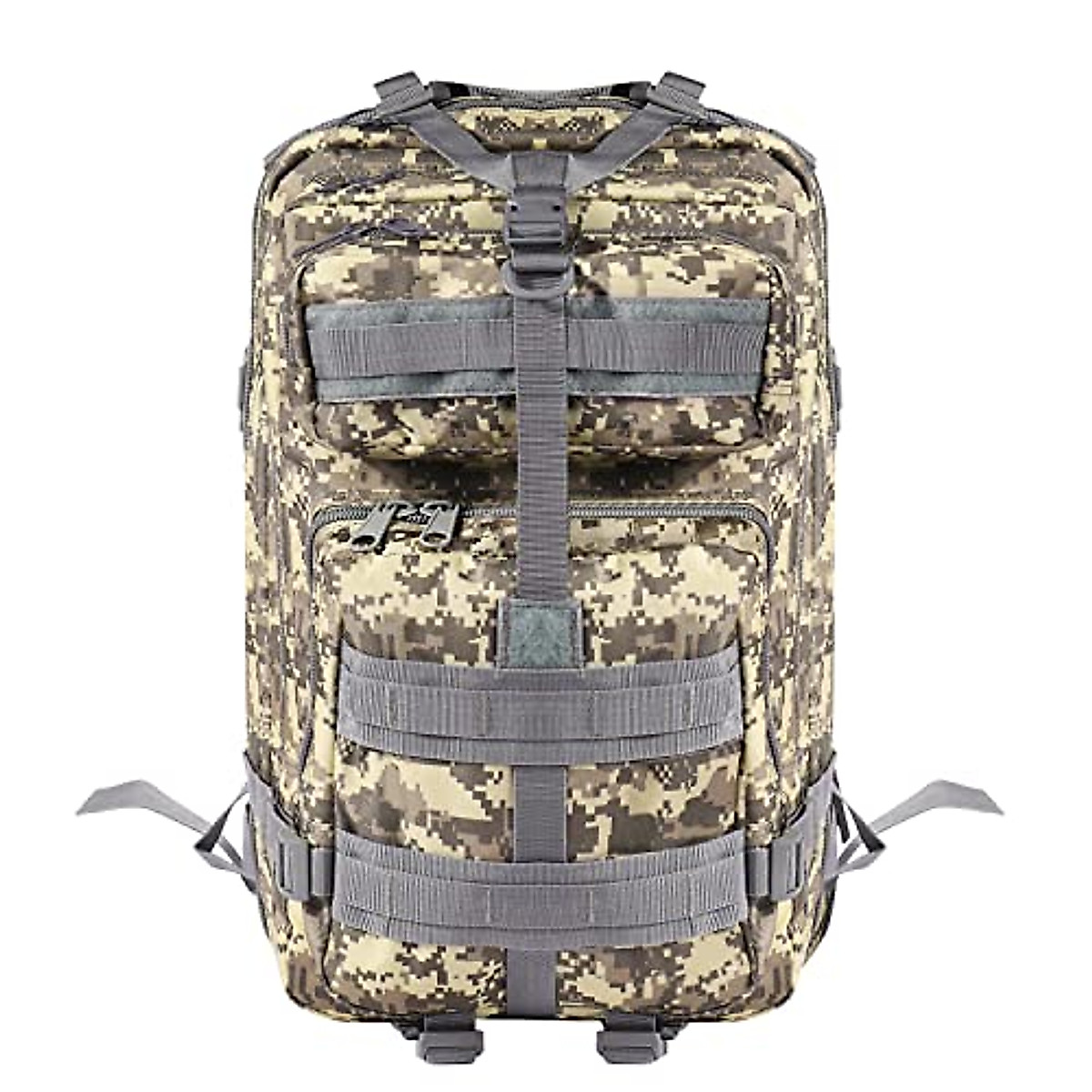 Flexzion Assault Pack Backpack - 40L Large Tactical Bags for Men Military Style Backpack, MOLLE Bug Out Gear Backpack, Water-Resistant RuckSack Army Backpack for Men and Women - Arctic Camouflage