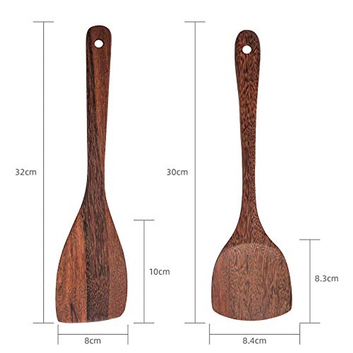 Wooden Spatulas for cooking - Set of 2 12.8 Inch 12 Inch Versatile Utensils, Wooden Spoons, Anti Scratch Non Stick Cookware, Eco Friendly, MyFurtive Wooden Wok Spatula Turner For Cooking