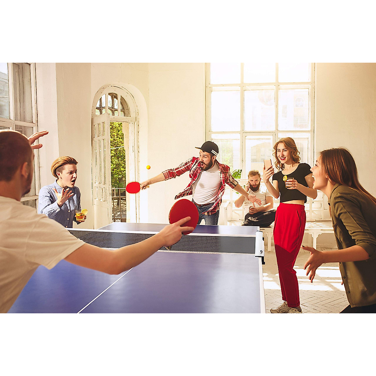 ZIRUTZI Table Tennis Set with Retractable Ping Pong Net for Any Table - Ping Pong Paddles Set of 4-6 Ping Pong Balls - 1 Portable Ping Pong Set Case - Complete Ping Pong Set to Play Anywhere