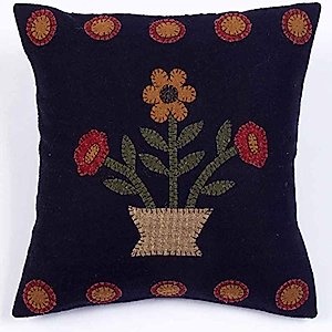 Home Collection by Raghu Blooms Black Pillow, 14" x 14"