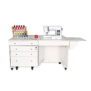 Arrow K8811 Kangaroo Sewing Cabinet for Sturdy Sewing, Cutting, Quilting, and Crafting with Joey II 3 Drawer Storage Cabinet, Portable with Wheels, White Ash Finish