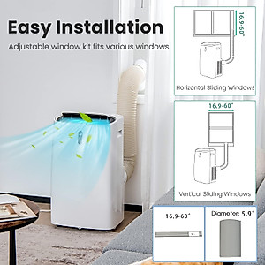 KXXFFWS Portable Air Conditioner Window Vent Kit with 5.9” Exhaust Hose,Universal AC parts Anti-Clockwise Hose for Portable AC Unit