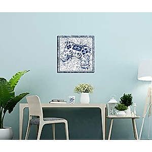 ZHAOSHOP Gaming Decor for Boys Room - Blue and White Canvas Wall Art for Bedroom - Gamer Wall Decor Ready to Hang 14" x 14"