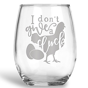 I don't Give a Cluck, Chicken Stemless Glass Funny Gift for Women