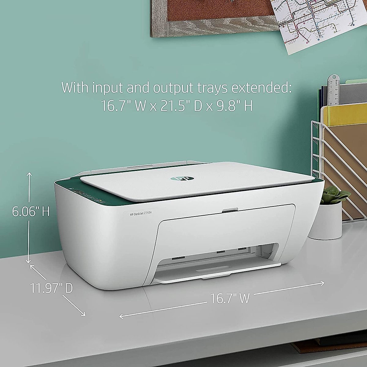 HP DeskJet 27 42e Series Wireless Inkjet Color All-in-One Printer - Print Copy Scan - Mobile Printing - USB Connectivity - Up to 7 ISO PPM - Up to 4800 x 1200 DPI - Sequoia + HDMI Cable