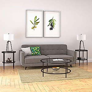 Marduk 25.5" Tall Table Lamp with Fabric Shade in Blackened Bronze/White