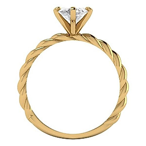 Clara Pucci 2ct Marquise Cut Solitaire Rope Twisted Knot Moissanite Engagement Bridal Promise Anniversary Ring 18K yellow Gold Size 8.25