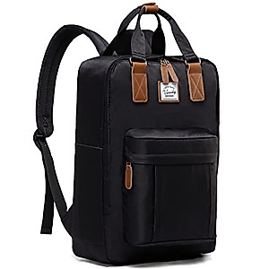 VASCHY Laptop Backpack for Men Women, 15.6inch Vintage School Backpack for Teens Bookbag Daypack,Water Resistant School Bag Rucksack for College Travel Work Business Black